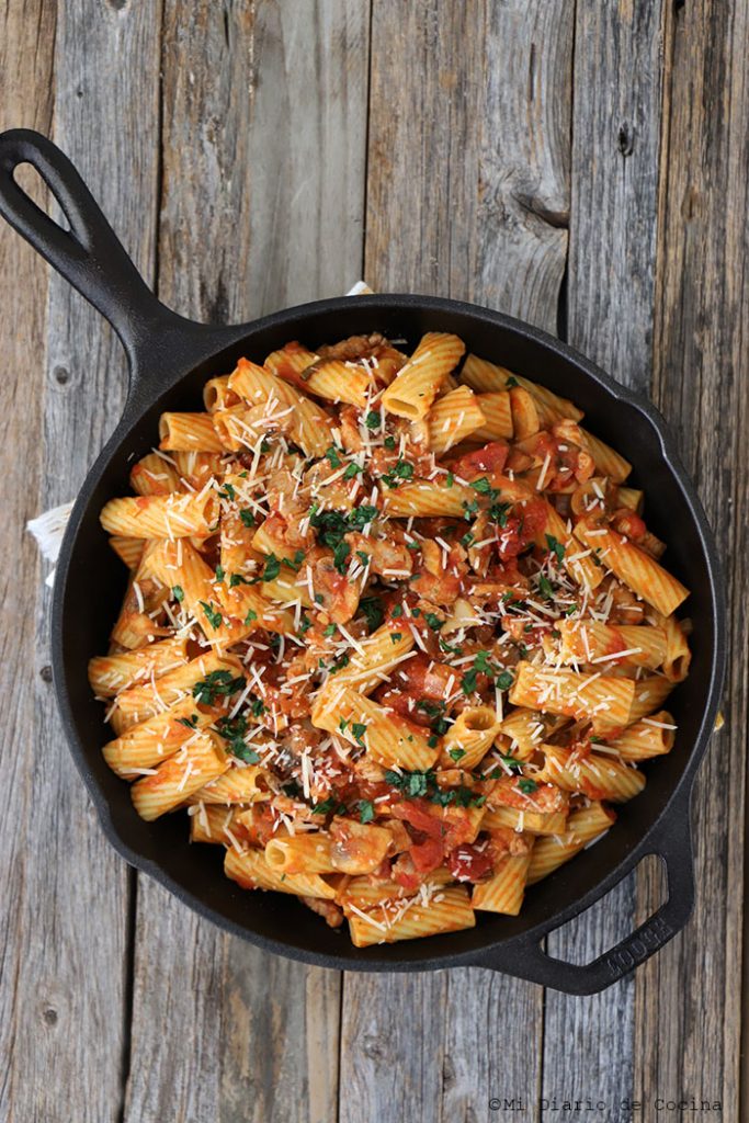Pasta con pavo y champiñones – Mi Diario de Cocina