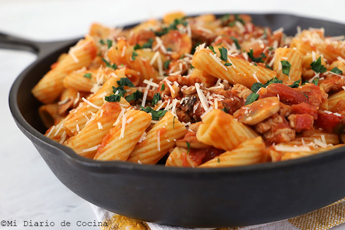 Pasta con pavo y champiñones – Mi Diario de Cocina
